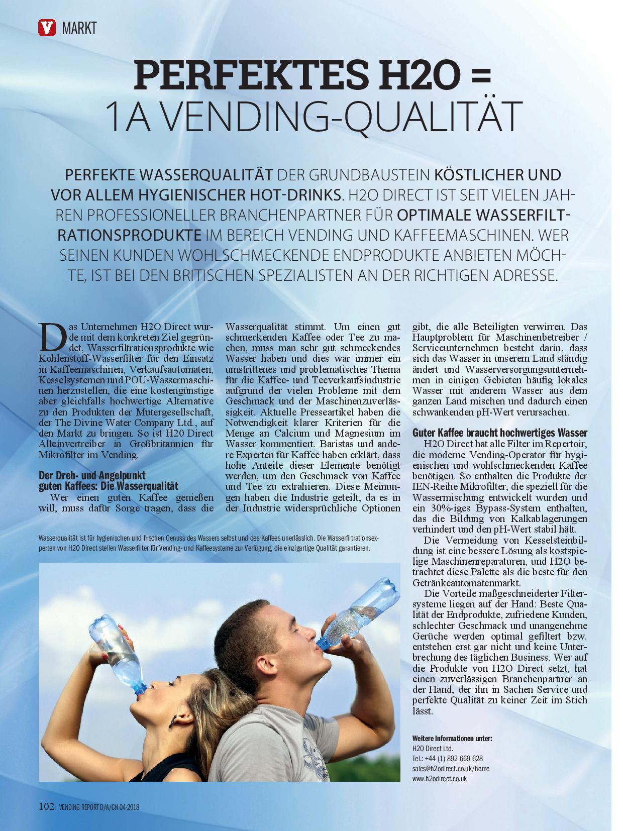 Vending Report editorial in German and distributed across Europe.